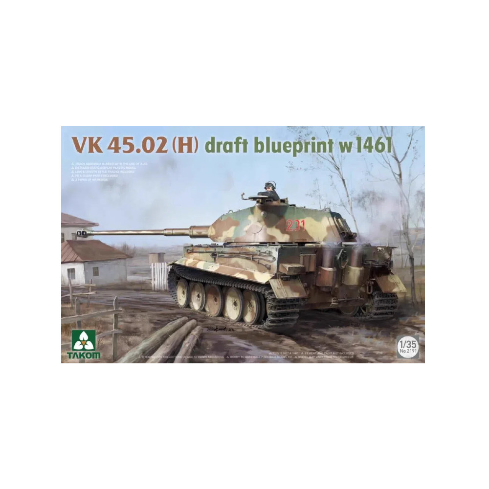 TAKOM 2191 1/35 VK45.02(H) Draft Blueprint W1461 Model Kit | Shopee ...