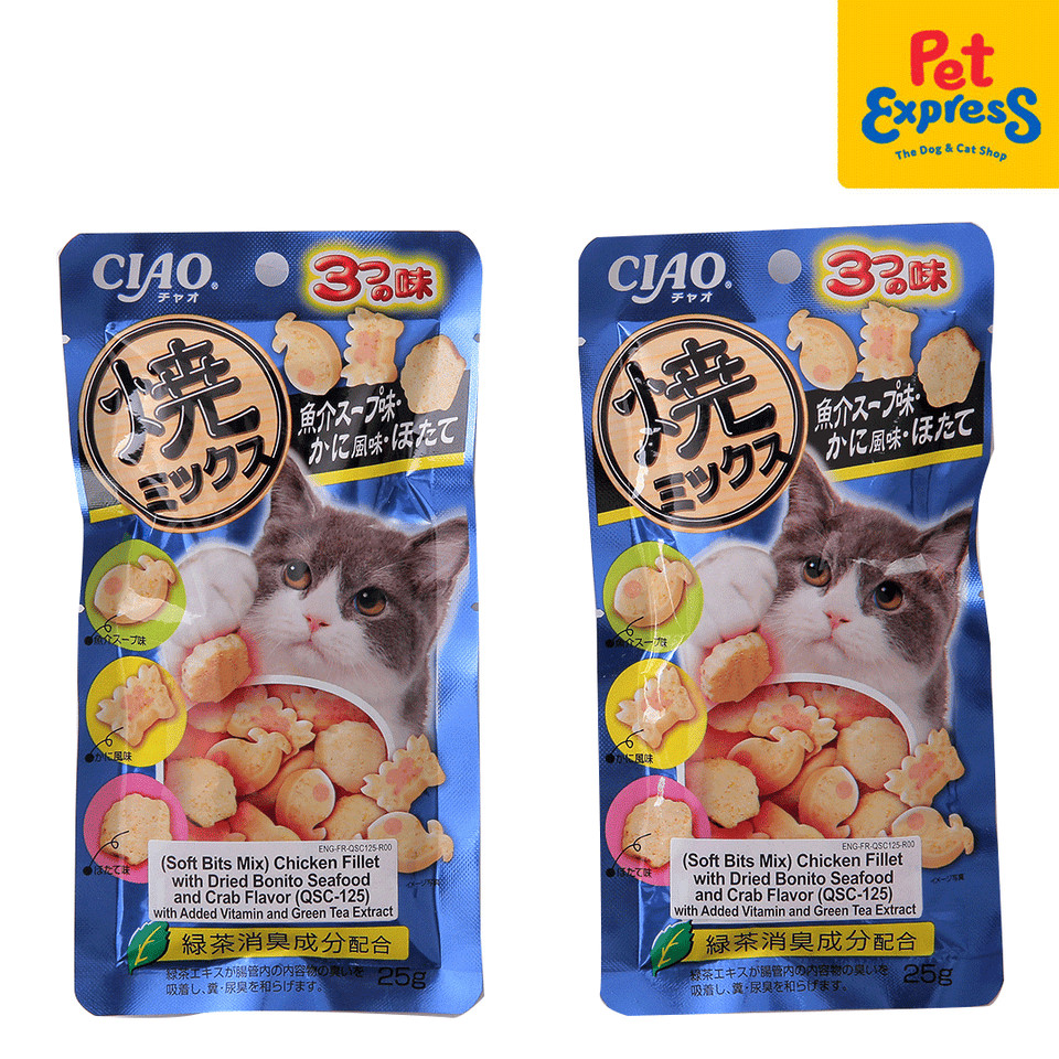 Inaba Soft Bits Mix Chicken Fillet with Dried Bonito Seafood Crab Cat ...