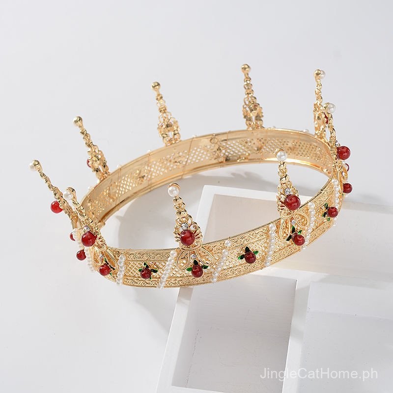 Vintage Style Palace Crown Headpiece for Men Gold King Princess Crown ...
