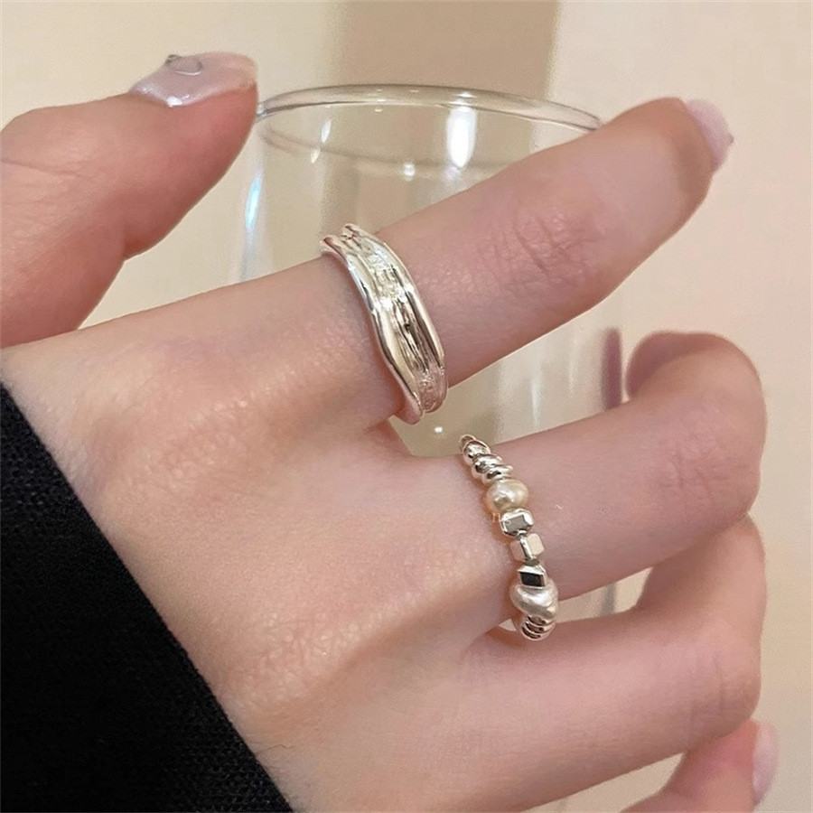 Pearl Broken Silver Irregular Ring Female Niche Design Light Luxury ...