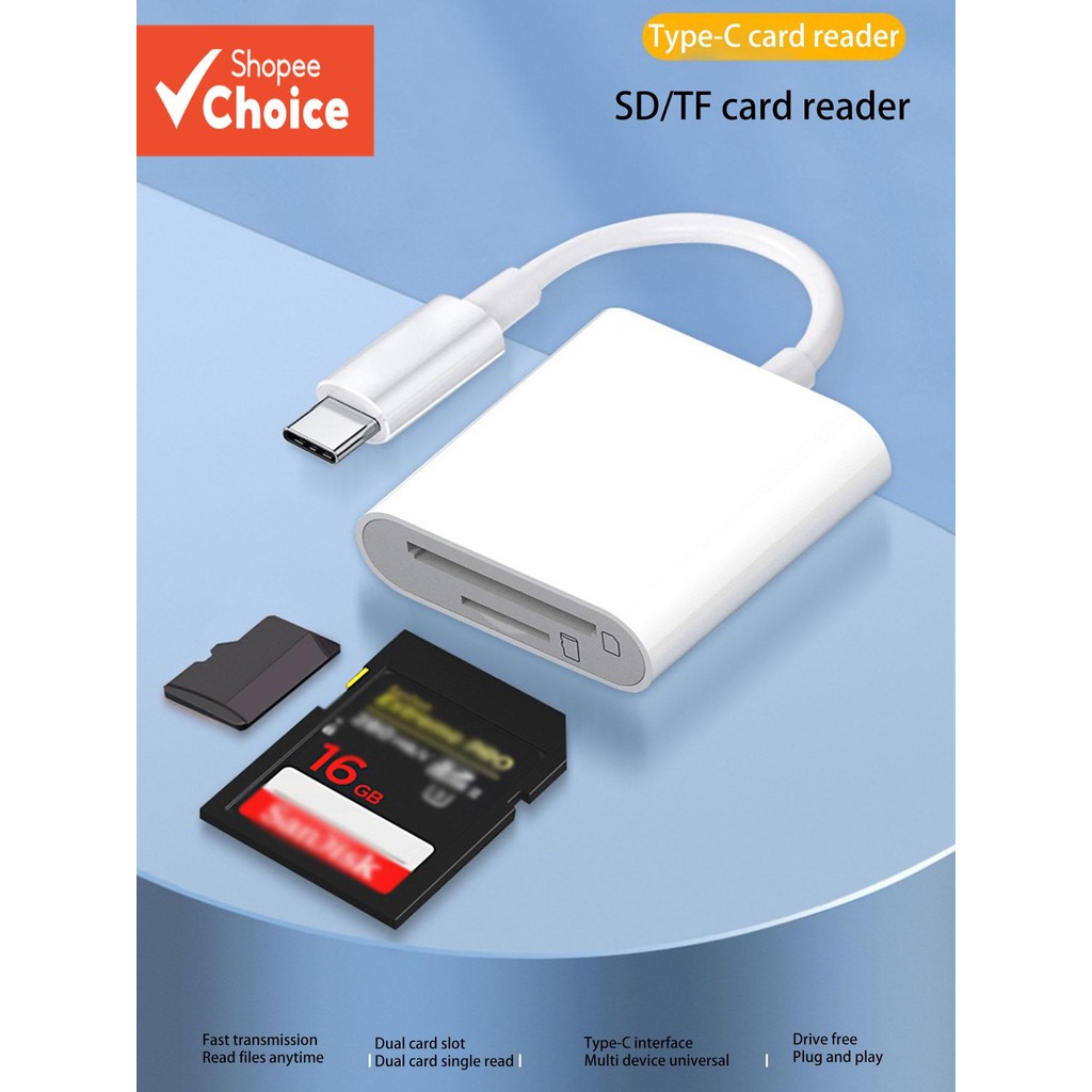 Type-C 2-in-1 Card Reader Dual-card TF SD Adapter OTG Data Line Adapter ...