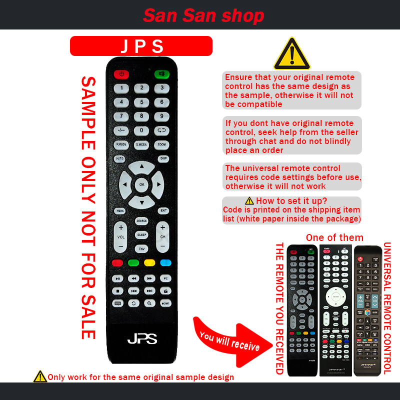 Jps Original Button Universal remote control for JPS smart tv remote na ...