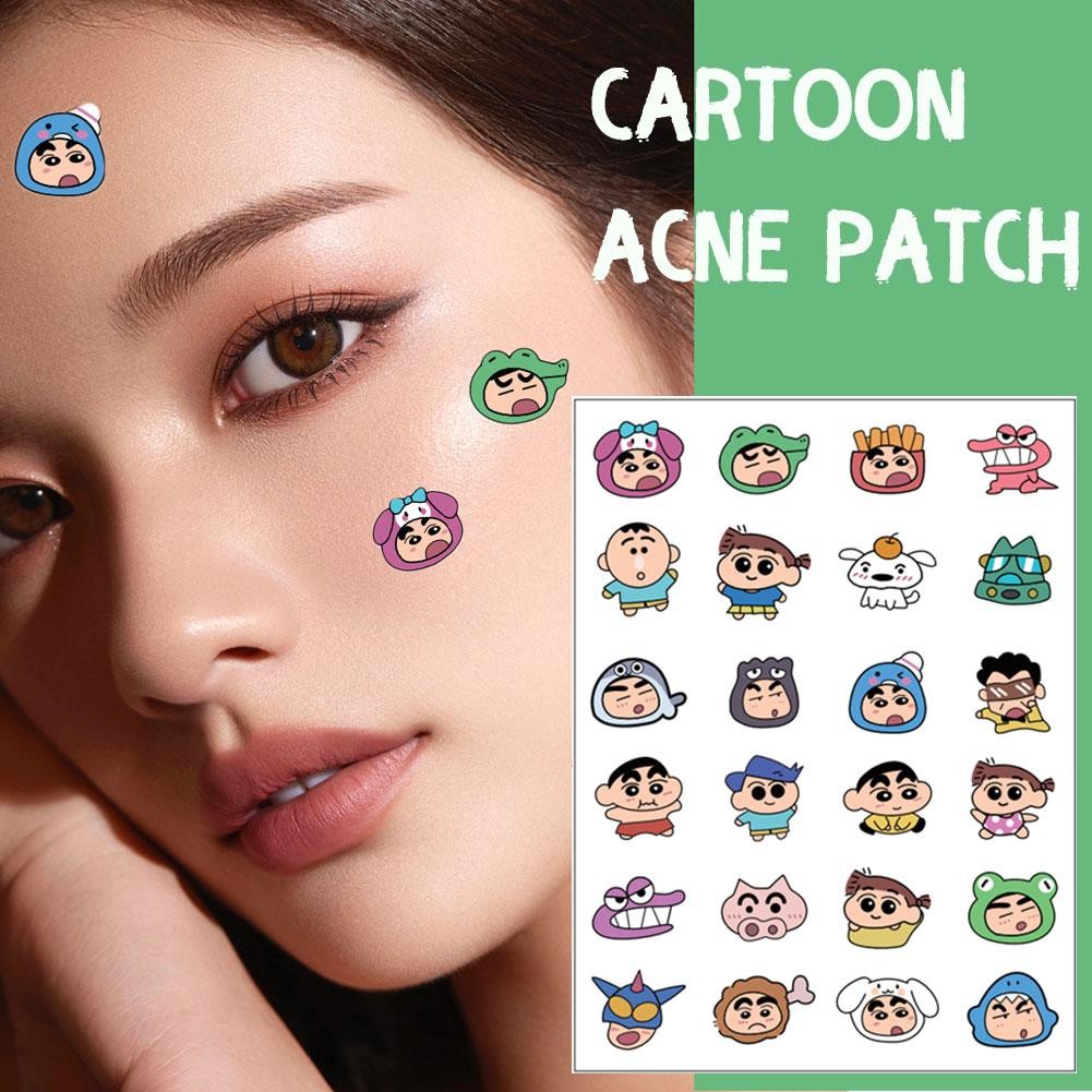 24pcs/sheet Crayon Shinchan Acne Patches Cartoon PE Pimple Breathable ...