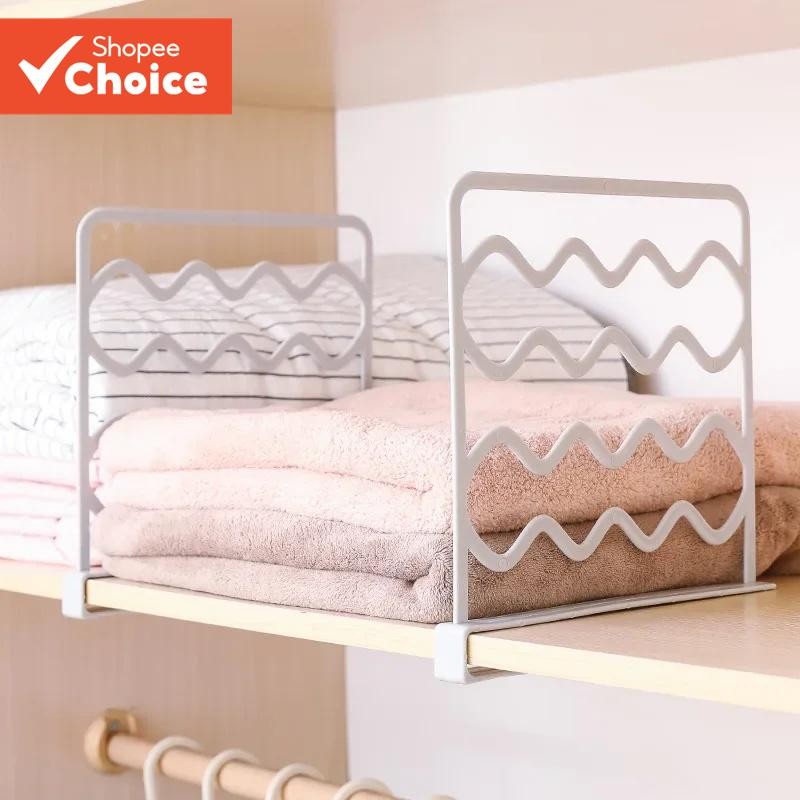 H665 Wardrobe Storage Divider Closet Organizer Rack No-drilling Layer ...