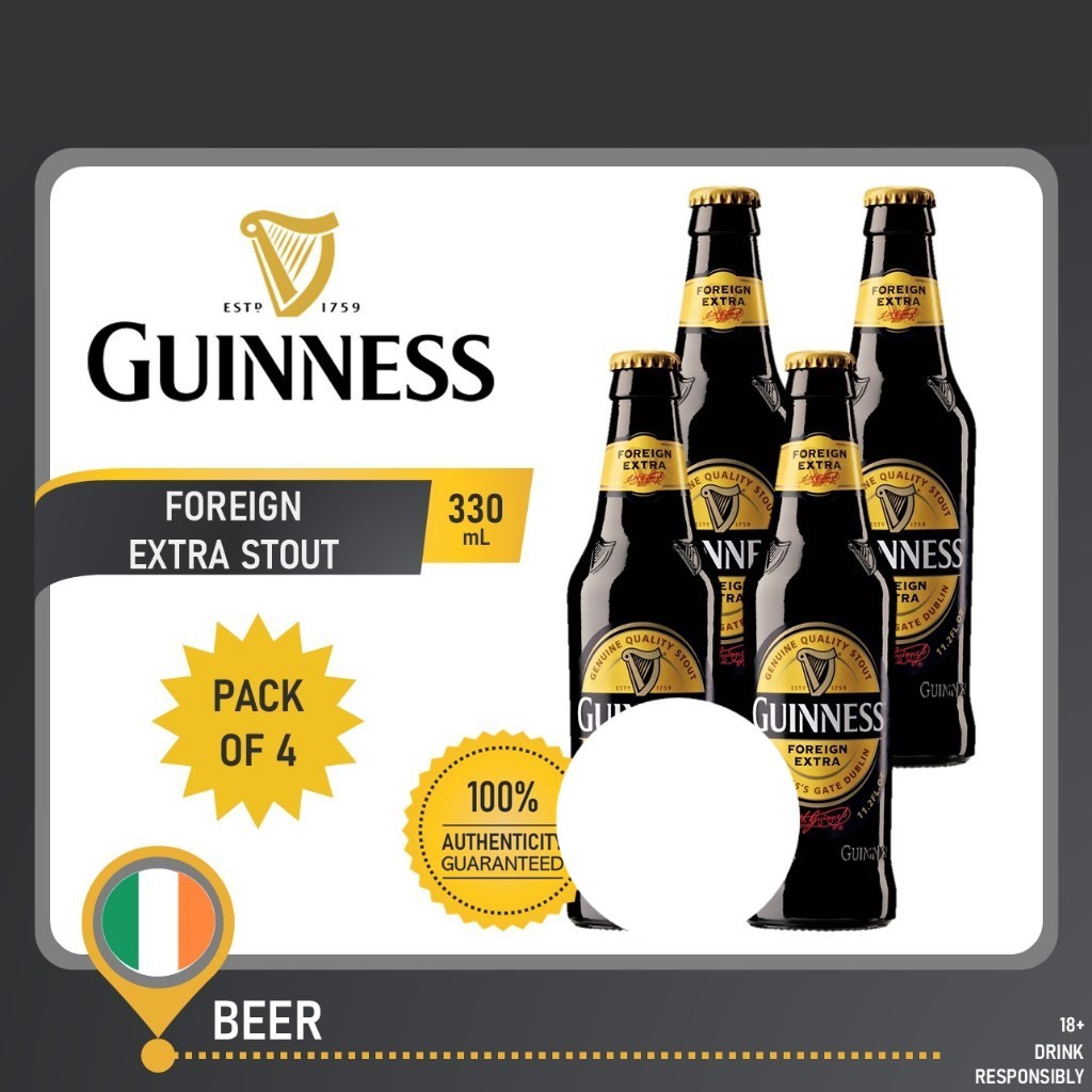 Guinness FES Foreign Extra Stout Irish Beer 4 Bottles 330mL | Shopee ...