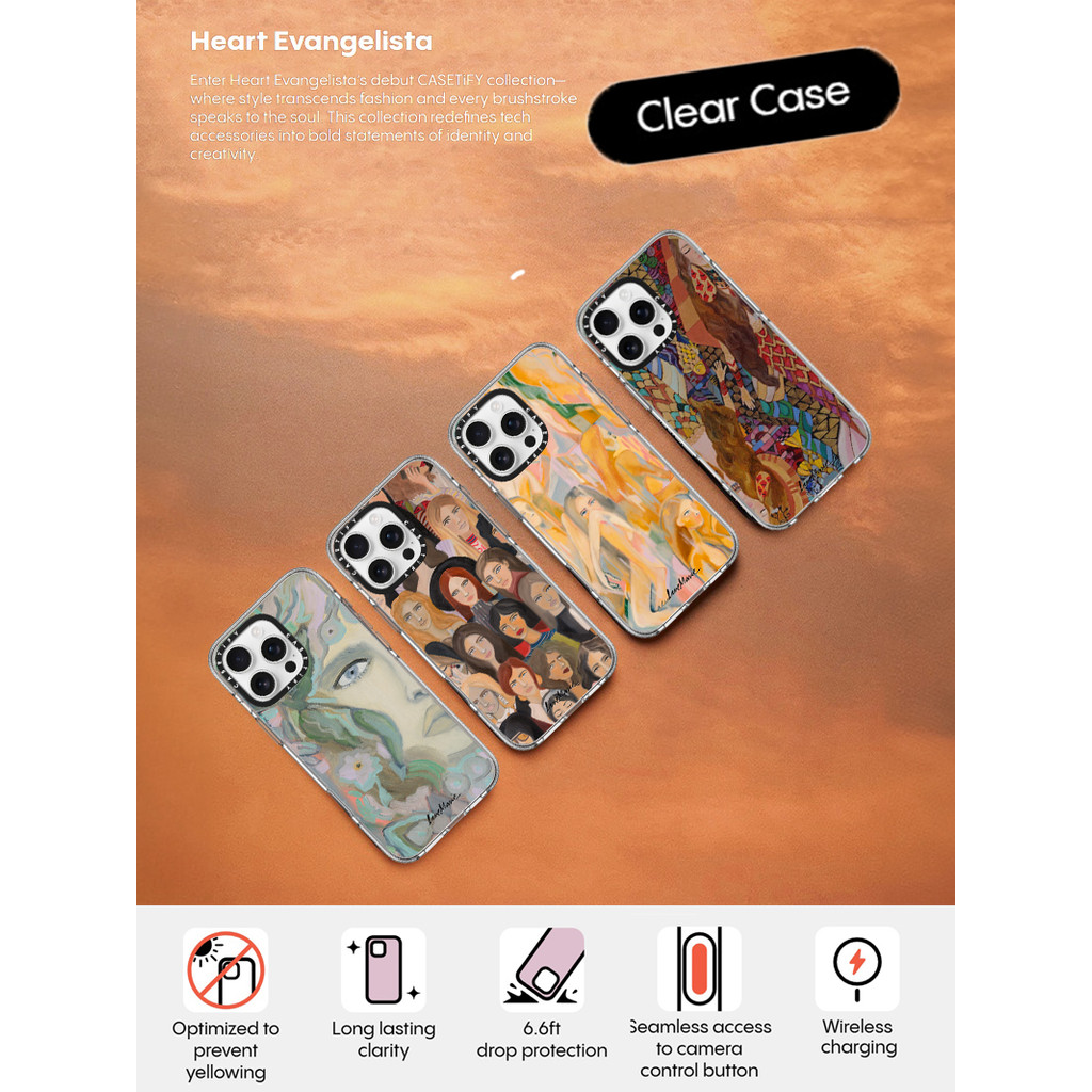 CASECASE X Heart Evangelista Impact Clear Magnetic suction Case for ...