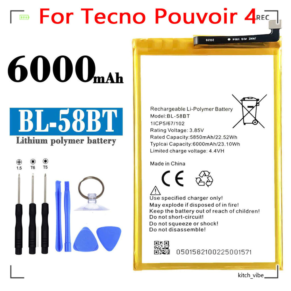 BL-58BT Battery For Tecno Pouvoir 4 LC7 Tecno Pouvoir 4 Pro BL58BT ...