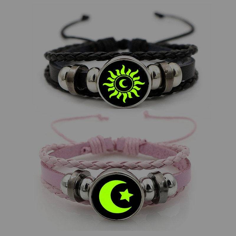 Spot Moonlight Gemstone Leather Bracelet Sun Moon Lover Couple Gift ...