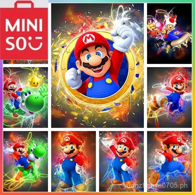 MINISO Super Mario Japanese Anime Color Canvas Painting | Shopee ...