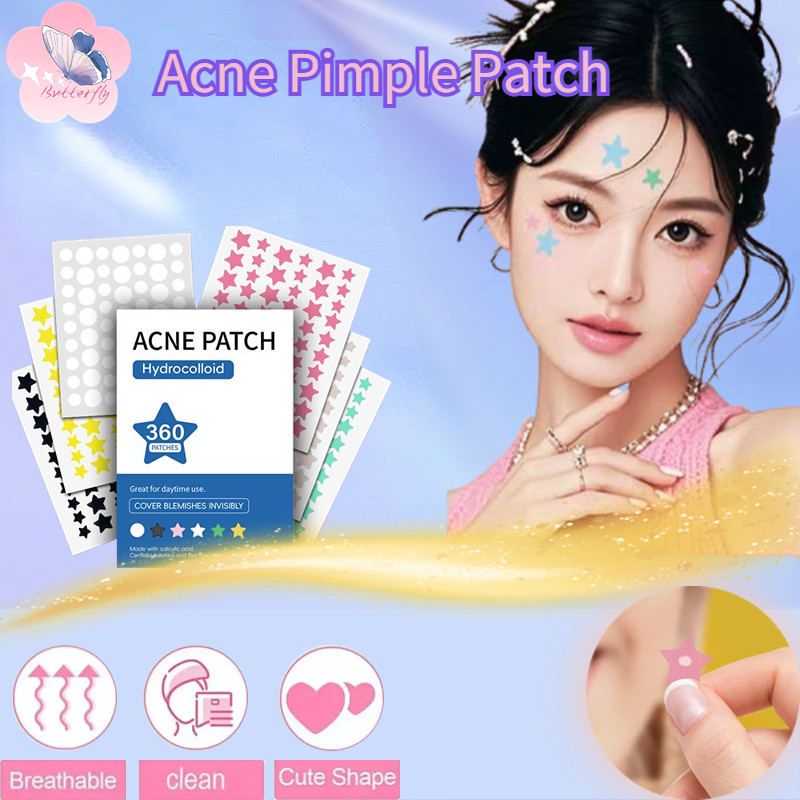 360Pcs Acne Pimple Patch Gentle Non-irritating Colorful Star Heart ...