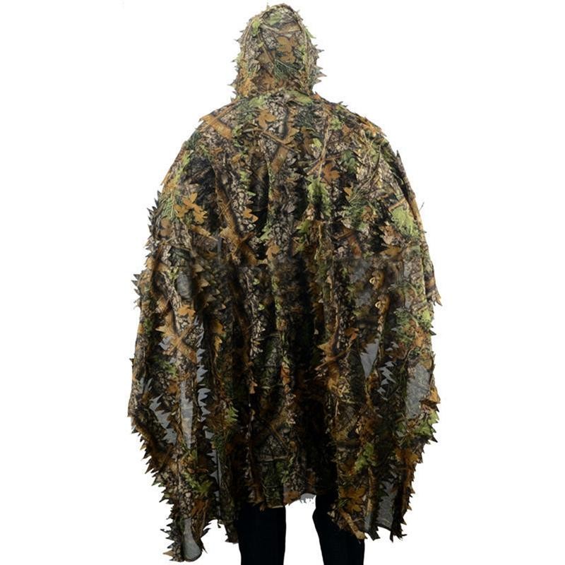 Camo 3D Leaf cloak Yowie Ghillie Breathable Open Poncho Type Camouflage Birdwatching Poncho Suit ...