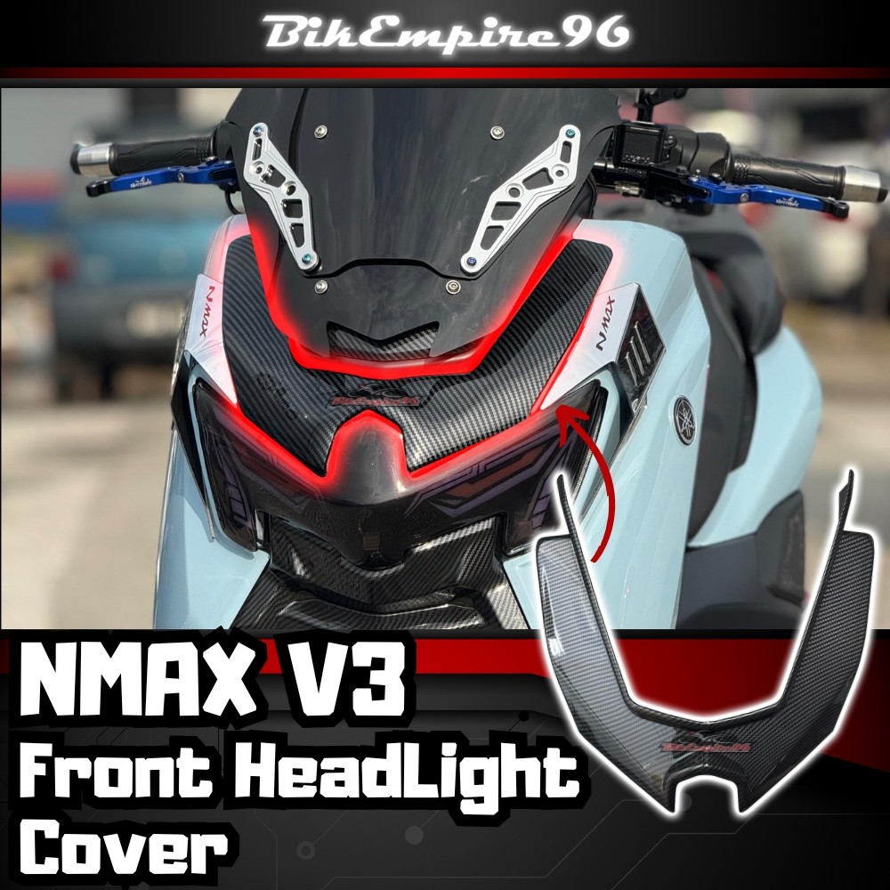 NMAX 155 V3 Front Headlight Cover Water Transfer Carbon Design Front ...