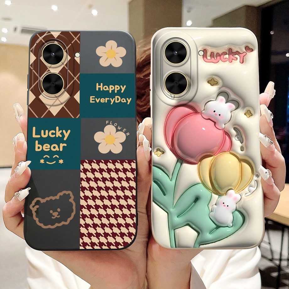 For Xiaomi Poco C71 4G Case Redmi A5 4G luxury Bear Flower Painted ...