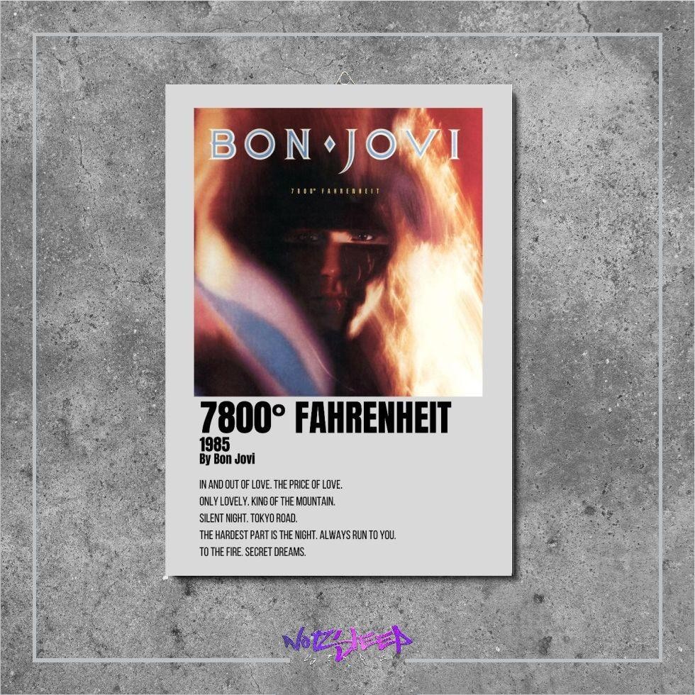 Wooden wall poster Music cover Album and song junction 7800 Fahrenheit by Bon Jovi wall display ...