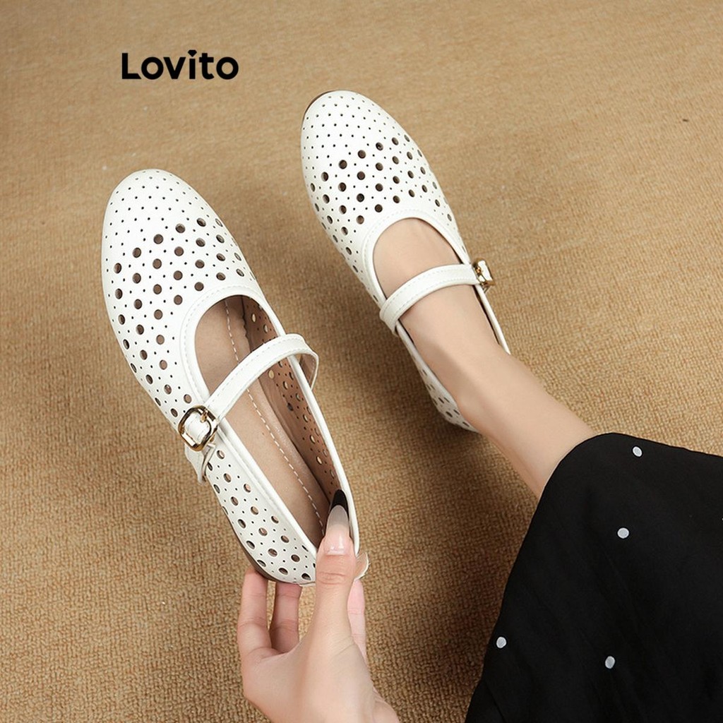 (Trendy) Lovito Casual Buckle Retro Skeleton Soft Bottom Spring and ...