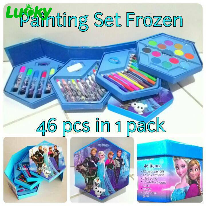 46 pcs Color BOX SET Kids Child's Craft Jar ART SET Artist Crayons Pens ...