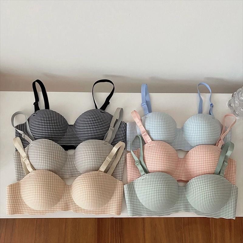 Wireless Bra Plaid Pattern (Smooth Edge Model) No Seams Beautiful And ...