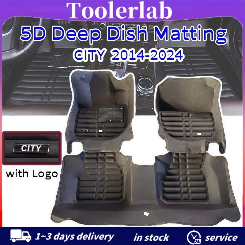 Car Floor Matting for Honda CITY 2014 To 2024 5D With Logo Deep Dish ...