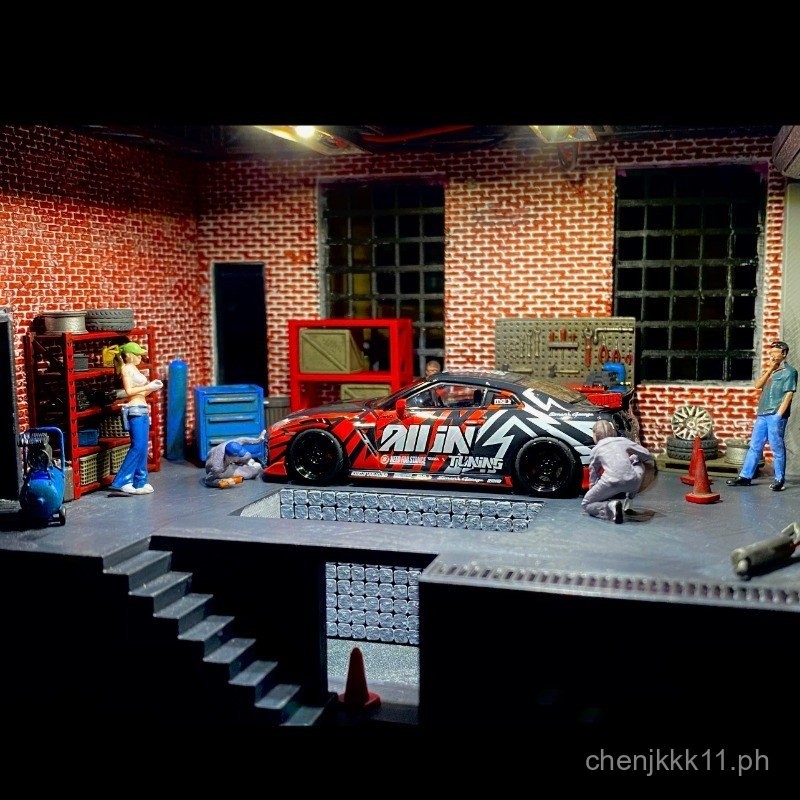 New Miniature Garage Model Car Repair Scene Half-Open Roller Shutter ...