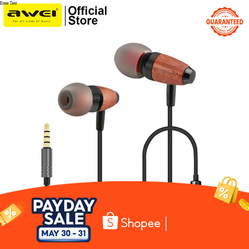 Awei ES-60TY In-Ear 3.5mm Earphones Sports Wired Headphone High Quality Audio Headset COD ...