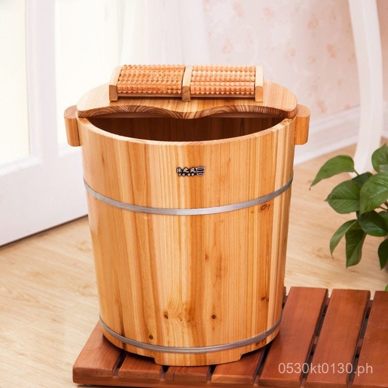 Foot Bath Tub with Lid40CM Deepened Foot Bath Basin Wooden Tub Solid ...