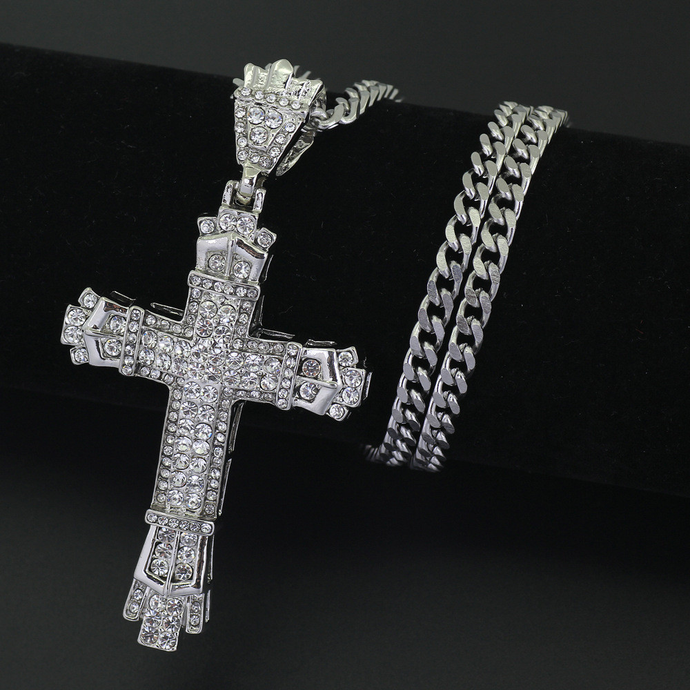 Vintage Fashion Punk Hip Hop Large Cross Pendant Necklace Men Retro ...