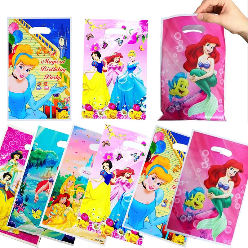 Disney Six Princess Gift Bag Kid Candy Treat Bag Castle Crown Mermaid ...