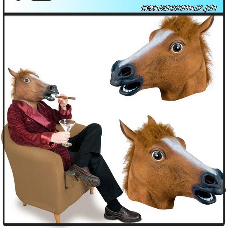 CODRealistic Horse Head Masks Full Head Fur Mane Latex Creepy Animal ...