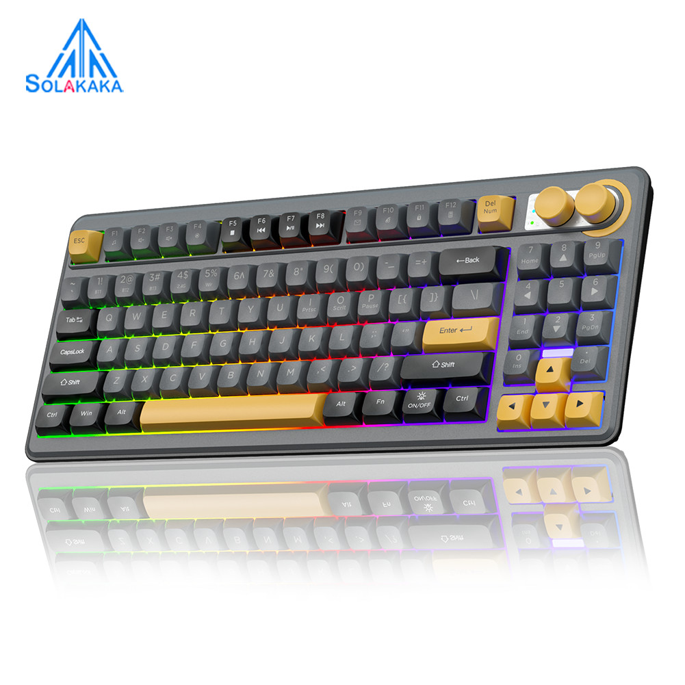 SOLAKAKA SK90 Wireless Membrane keyboard 90 Key RGB Tri-Mode Bluetooth5.0/2.4G/USB-C wired ...