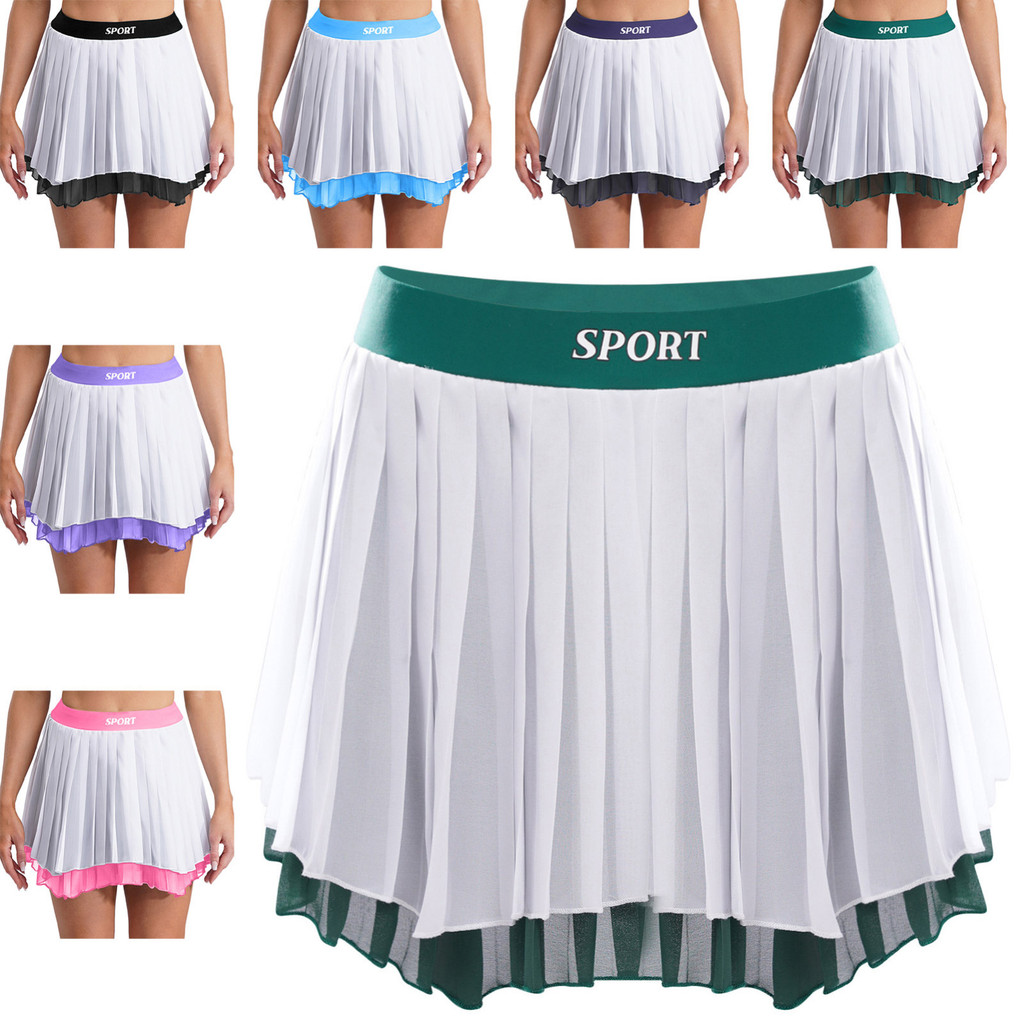 inlzdz Womens Tennis Golf Pleated Tennis Skirts Side Invisible Zipper ...