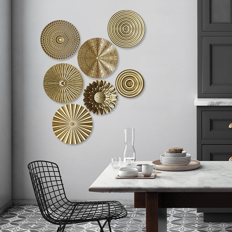 Golden Round Metal Irregular Plate Wall Decoratio Iron Art Background ...