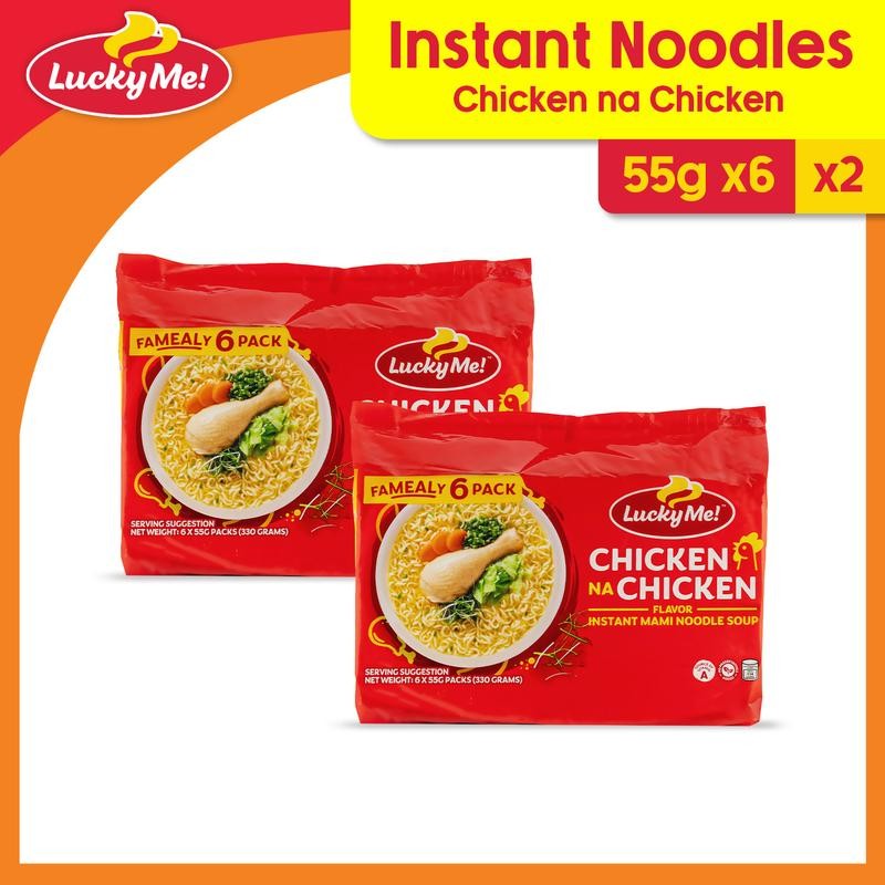 Lucky Me! Instant Noodle Soup Chicken na Chicken Multipack 55g x 6 x2 ...