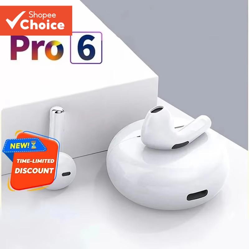 Pro 6 TWS Wireless Headphones Earphone Bluetooth 5.1 Headset with Mic ...