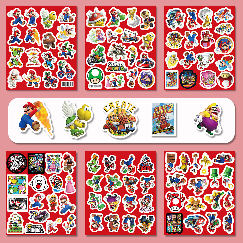 Durable Sticker Removable Sticker 100Pcs Super Mario Sticker Pack ...