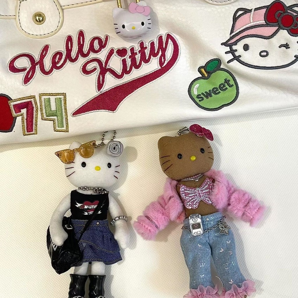 Black Leather Long Legs hellokitty Pendant y2k Cross-Dressing Hello ...