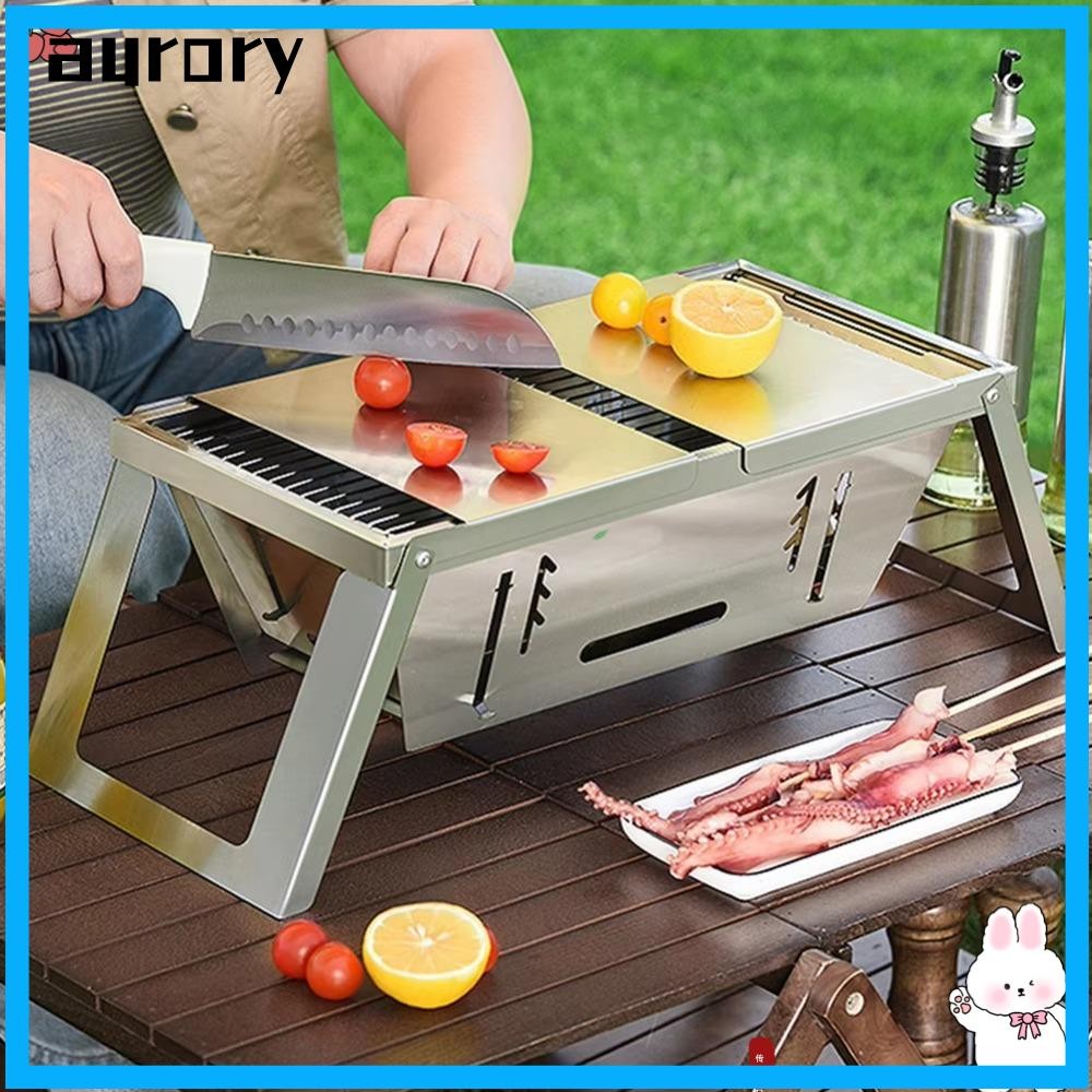 AURORY Stainless Steel Barbecue Grill, Stainless Steel Folding Design ...