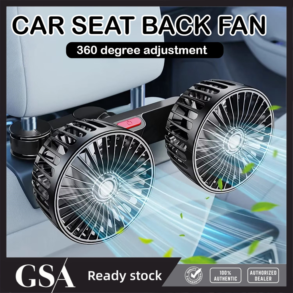 Car Rear Fan 360 Degrees Adjusted Double-headed USB Fans 3 Speeds Wind ...