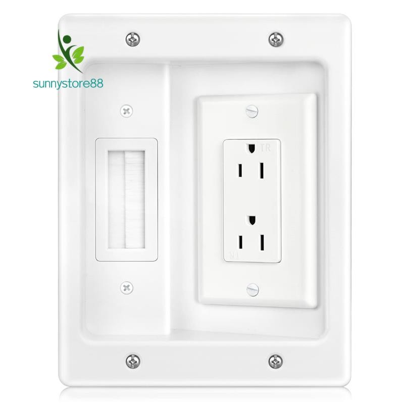Recessed Outlet Box in Wall Cable Management Kit 15A 125V Hide TV Power ...