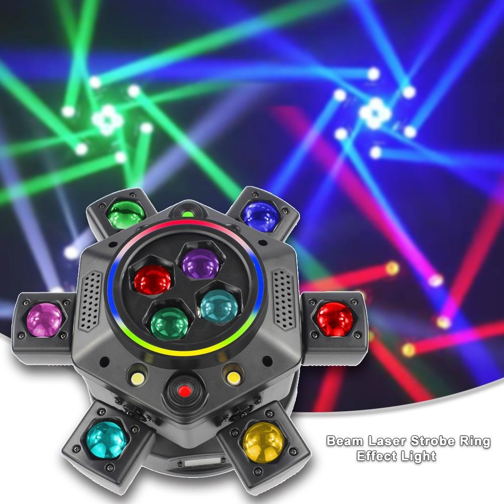 Professional 300W Beam Bee Eye Red Green Laser Strobe SMD Ring 5in1 Effect 6 Heads Stage ...