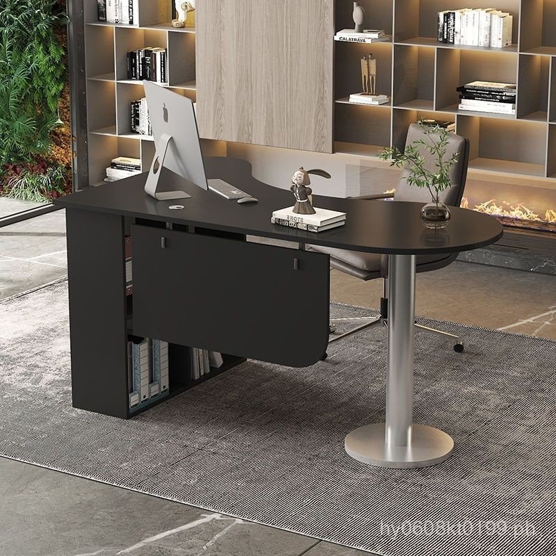 Office Desk Light Luxury Curved Desk Writing Modern Simple Semi ...
