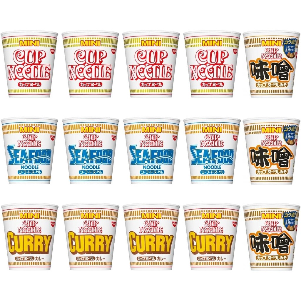 Nissin Cup Noodle Mini Assortment Set of 4 Types 15 Meals (4 Types 15 ...