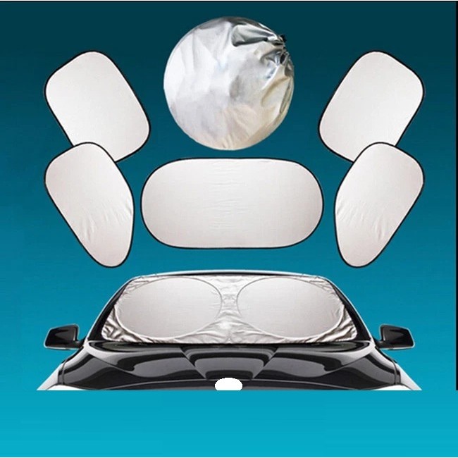 Window Sun Shade Cover 6 piece Foldable Car Windshield Solar Protector ...