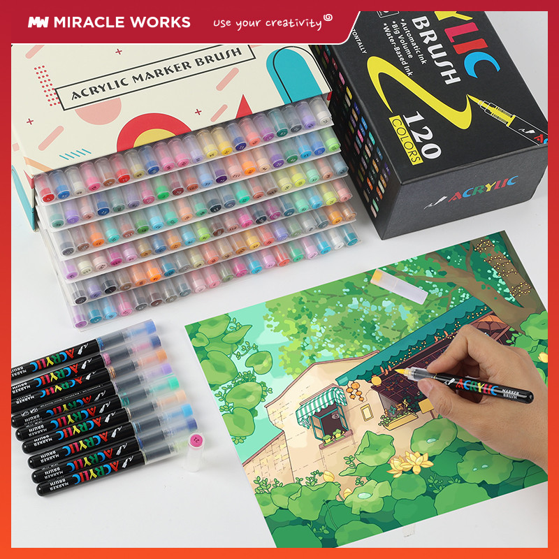 12/24/36/48colors Direct-liquid Acrylic Marker Pen set Soft Brush Tips ...