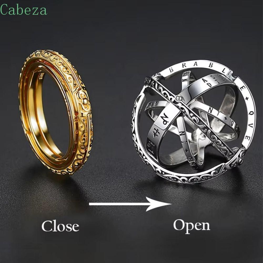 CABEZA Astronomical Ball Ring, Retro Style Universe Sphere Metamorphic ...