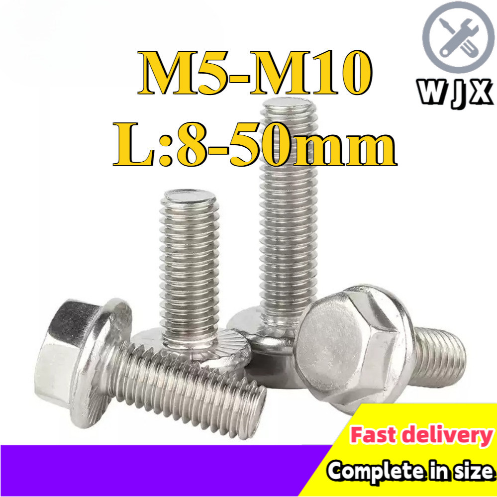 SS316 Hex flange bolt M5/M6/M8/M10 * L8-50mm Flange hex bolt Serrated flange hex bolt，Hex Washer ...