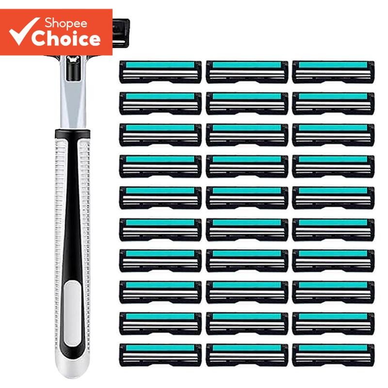 Razor & Blade Set with Wall Holder - 1 Razor + 30 Blades & Self ...