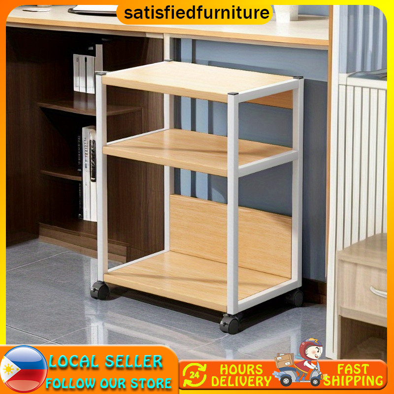 2/3-Tier Mobile Office Cart with Storage Shelves Printer Stand ...