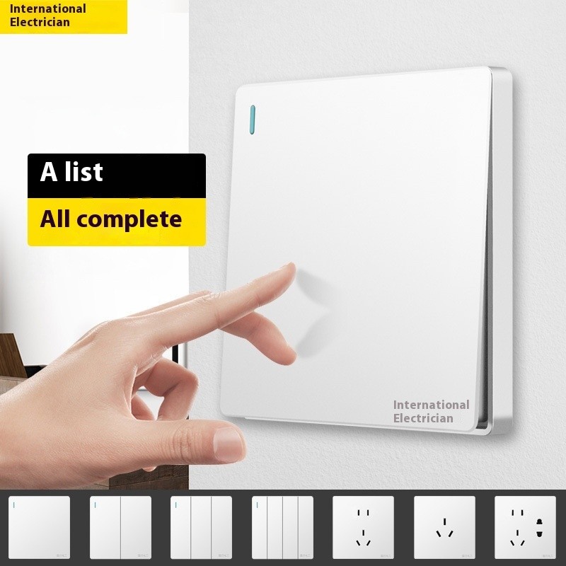International Electrician Switch Socket Large Board White Five-Hole ...