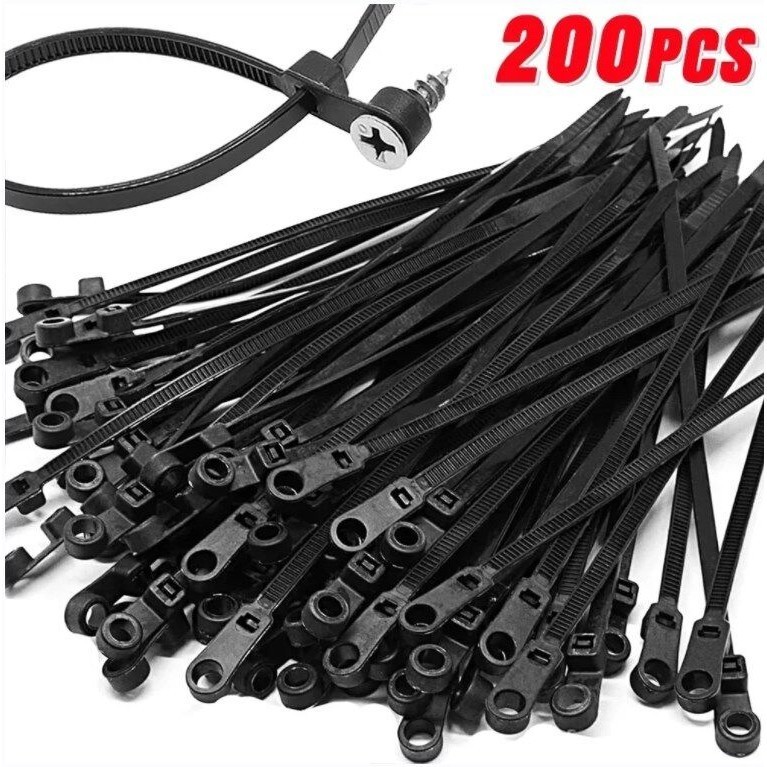 200PCS Screw Hole Cable Ties Reusable Fixed Nylon Cable Ties Self ...