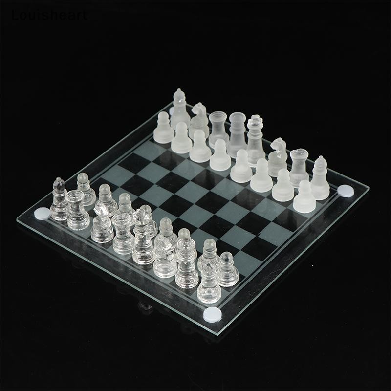 LHPH Crystal Glass Chess Set with Acrylic Board and Elegant Glass ...